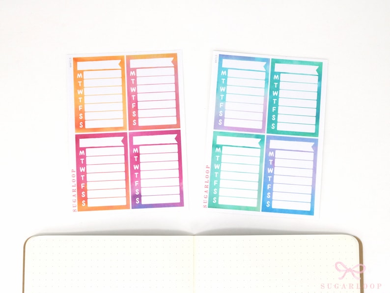 Watercolor Weekly Habit Tracker Planner and Journal Stickers: WHT ...