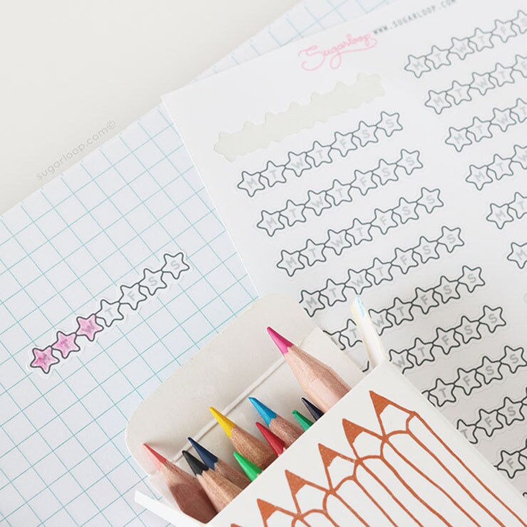 Weekly Habit Tracker Star Planner and Journal Stickers: 1.5 in Wide (38 ...