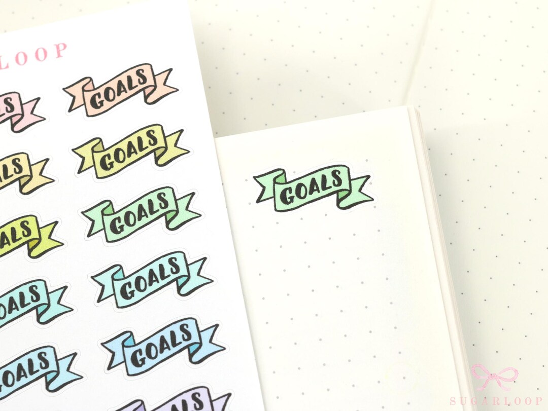 Goals Header Planner and Journal Stickers: Pastel, Journaling Labels ...