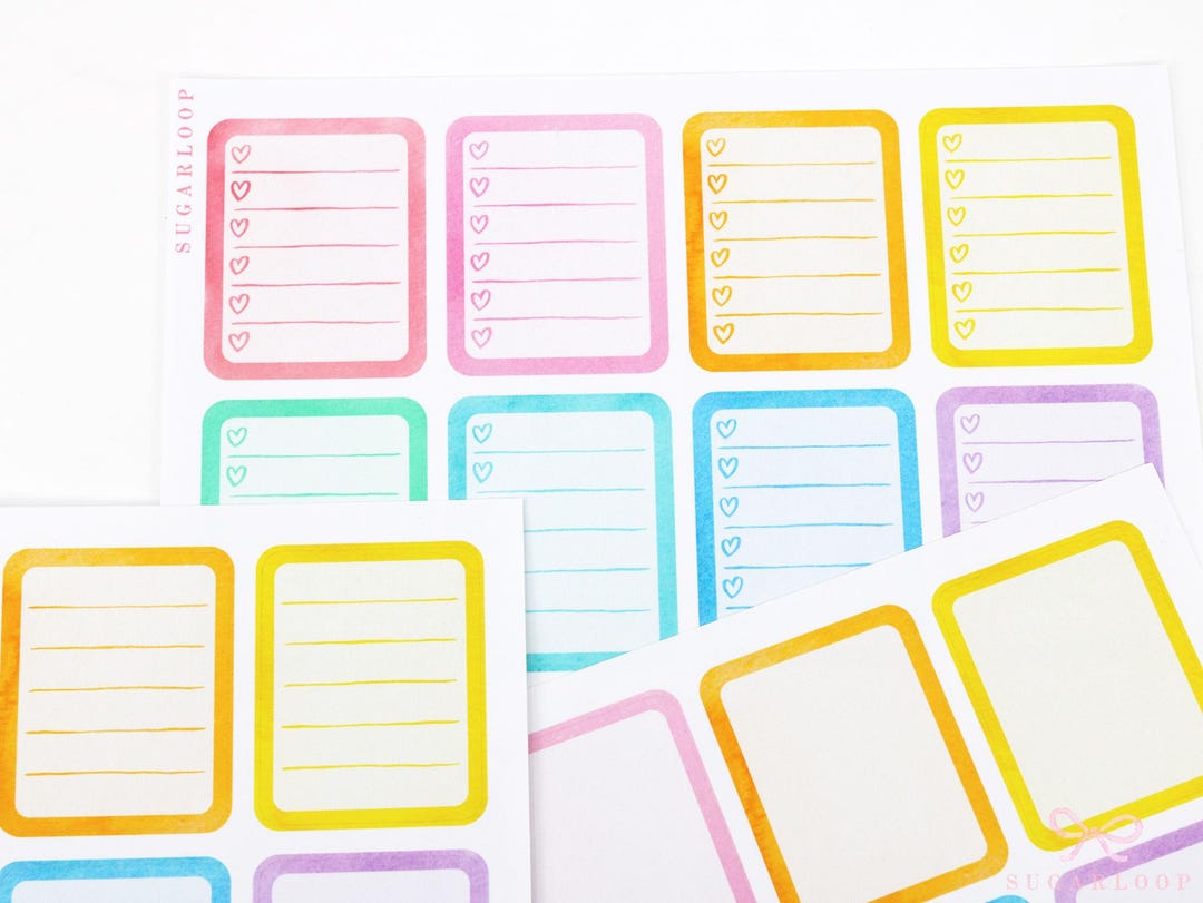 Checklist Full Box Planner & Journal Stickers | Lists, Frames, Lined ...