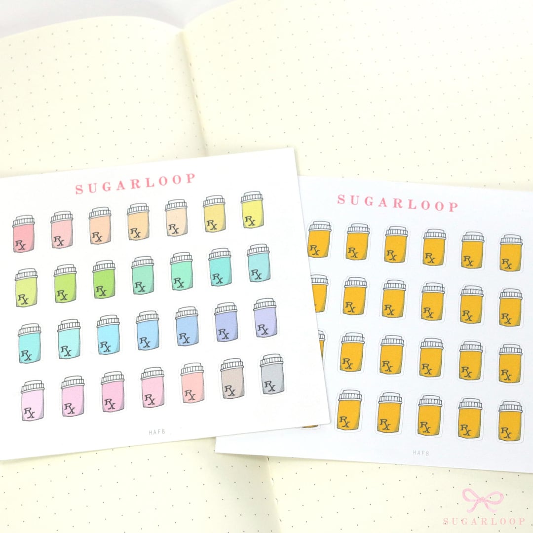 Medicine Pill Tracker Planner and Journal Stickers: Meds Planner Refill ...