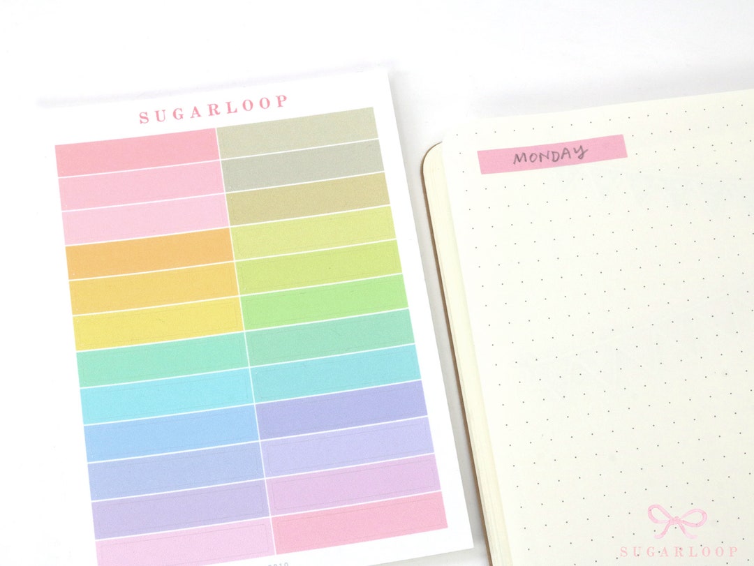 Rainbow Pastel Header Planner and Journal Stickers: Functional Divider ...