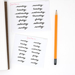 Days of the Week Black Cursive Script Bujo Planner Stickers: 1.25 31 Mm ...