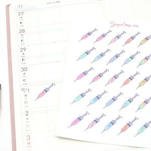 Syringe Stickers for Planners & Journals | Nurse Diabetes Vaccination ...