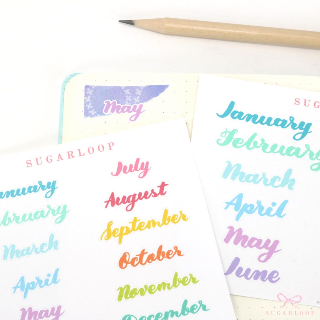 Months of the Year Planner Bujo Planner Stickers: 1.5" (38mm) 2" (50 Mm ...