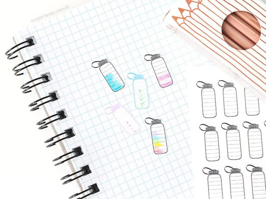 Gym Water Bottle Bujo Planner Stickers Hydrate Tracker Sports Bottle ...