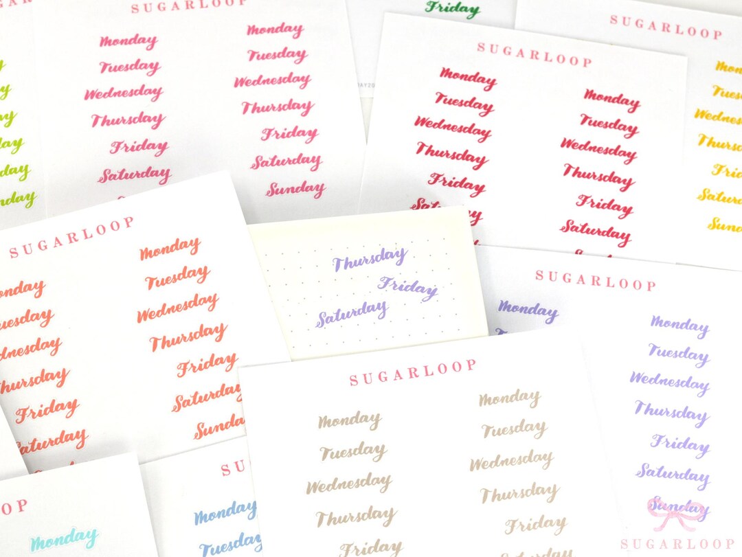 Days of the Week Bujo & Planner Stickers: Rainbow | Hand Lettered ...