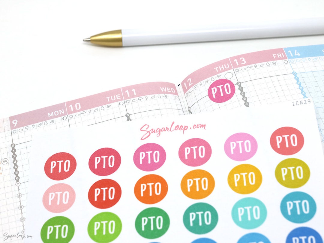 PTO Planner and Journal Stickers: Rainbow Vacation Day off Icons - Etsy