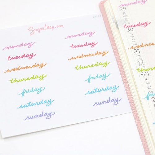 Rainbow Days of the Week Planner Stickers for Calendar - Etsy