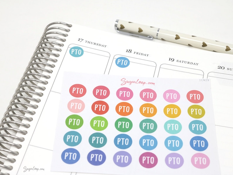 PTO Planner and Journal Stickers: Rainbow Vacation Day off Icons - Etsy
