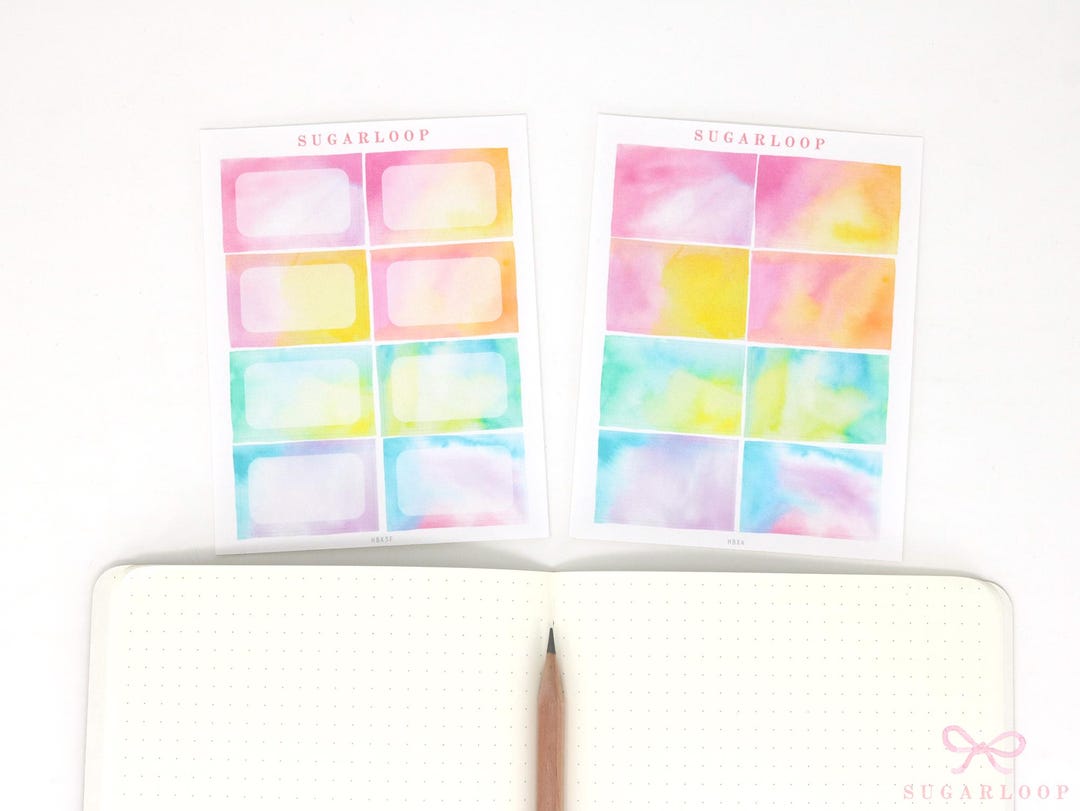 Watercolor Rainbow Half Box Planner and Journal Stickers - Etsy