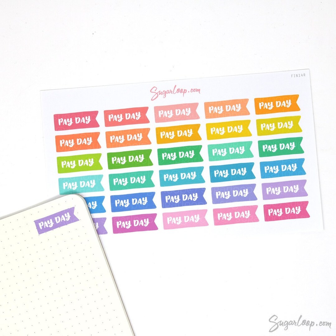 Pay Day Brush Script Banner Flags Icons for Planners & Journals ...