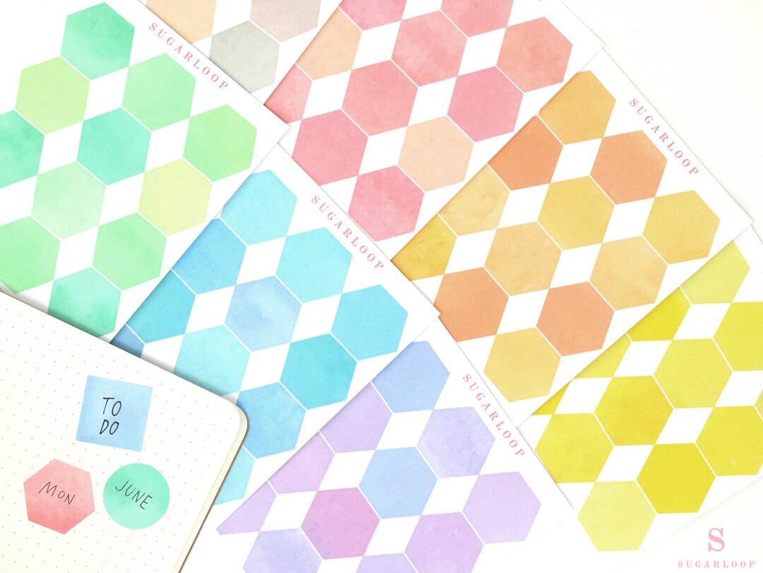 Hexagon Dot Square Bujo Planner Stickers: 1 in 25 Mm Various Colors ...