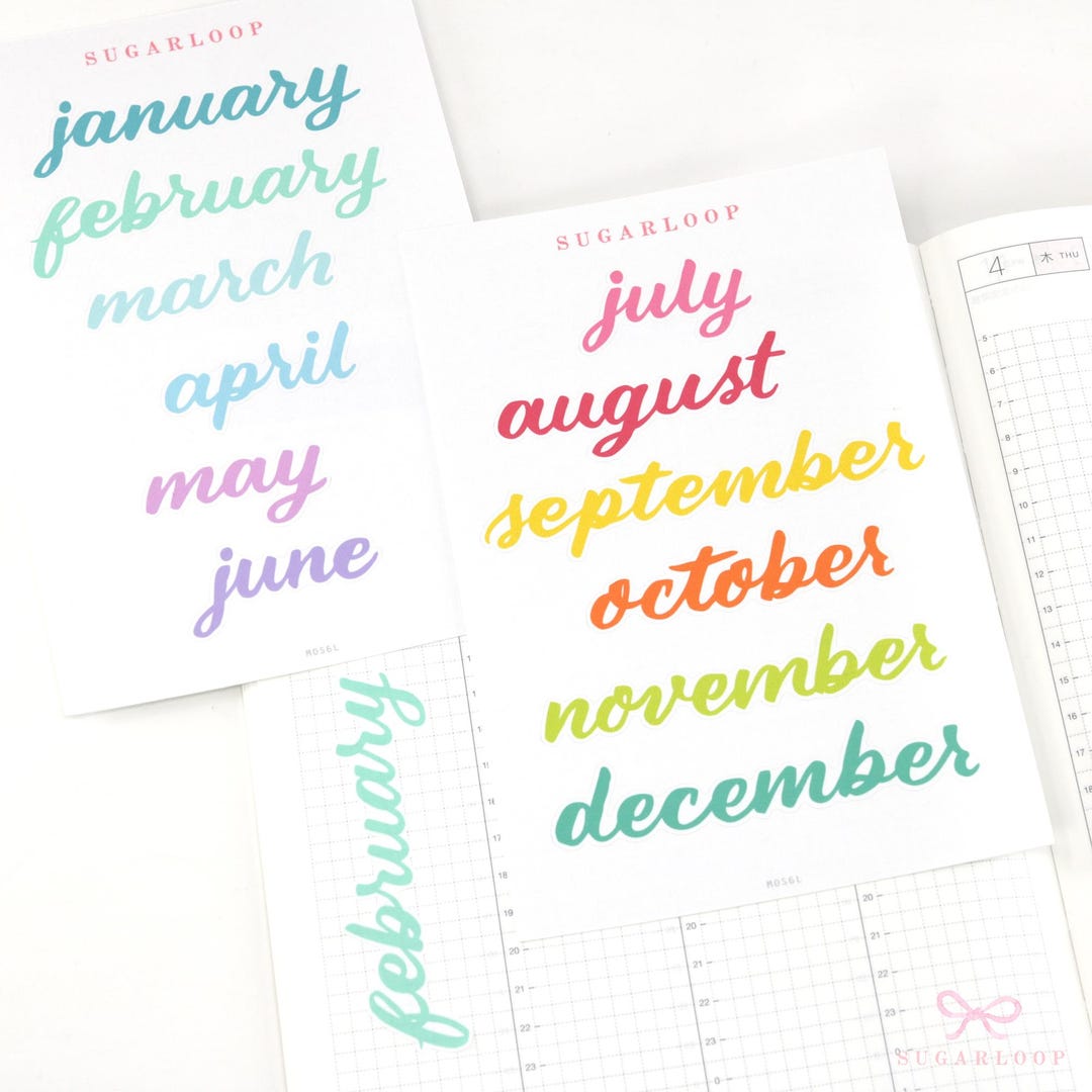 Large Months of the Year Planner and Bujo Stickers: 3.5" (90 Mm ...