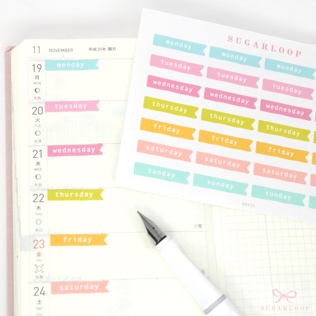 Days of the Week Planner and Journal Stickers: Palm Springs Journal ...