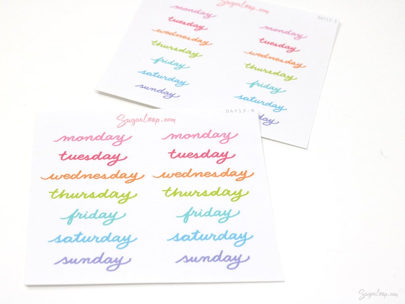 Rainbow Script Days of the Week Planner and Journal Stickers: DIY ...