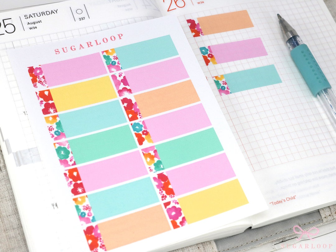 Modern Floral Bujo Planner Stickers Quarter Box Hand Painted Watercolor ...