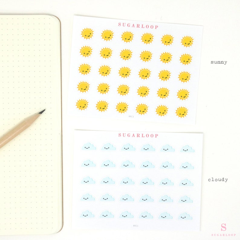 Kawaii Weather Icon Planner and Journal Stickers: Travel, Penpal ...