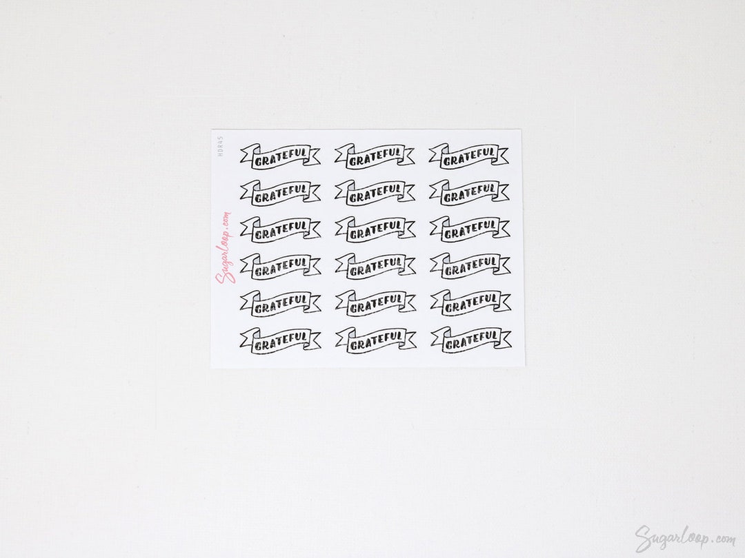 Grateful Stickers for Planners and Journals Gratitude Hand Drawn ...