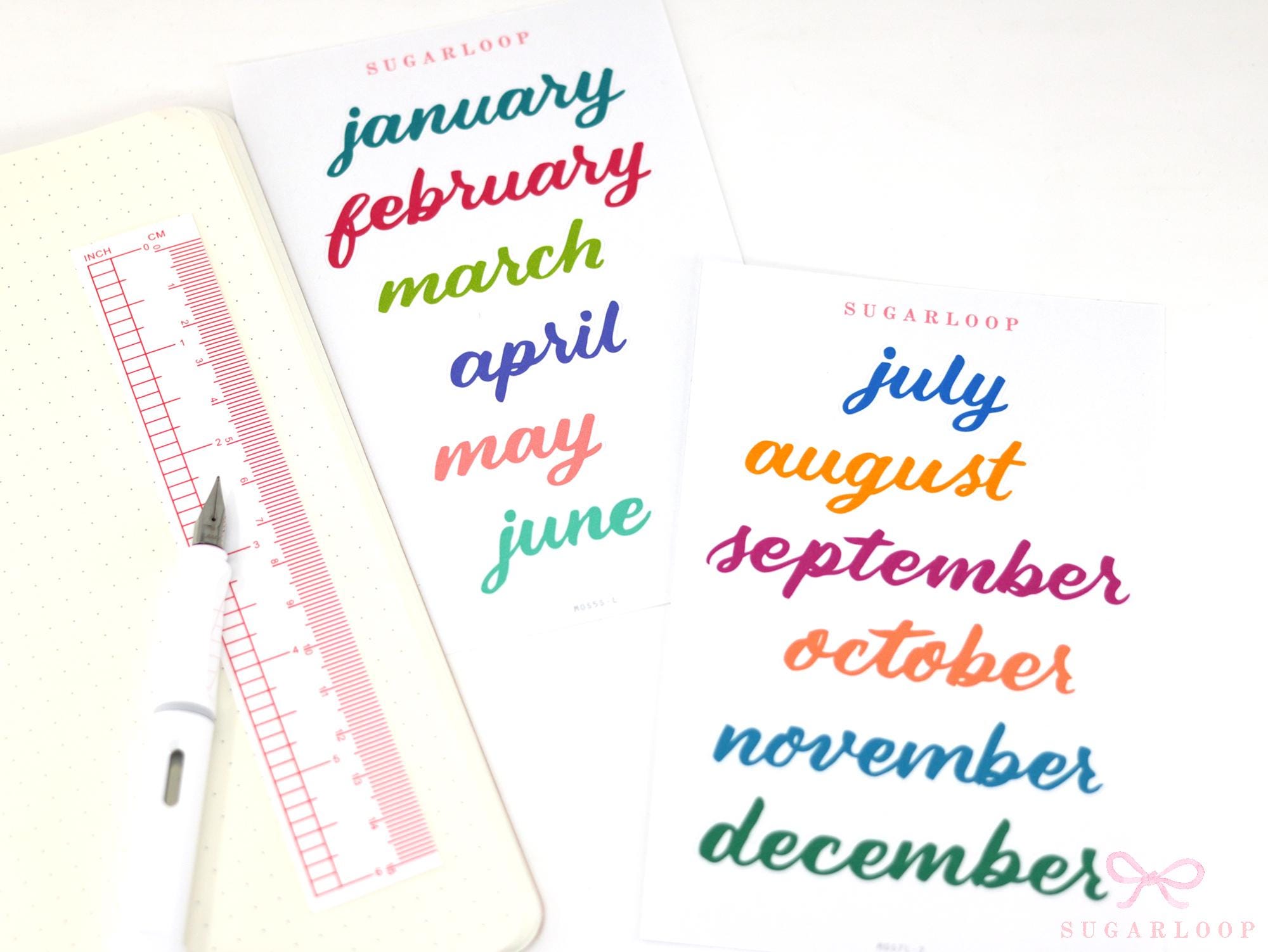 Months of the Year Planner and Journal Stickers: Cursive Script ...