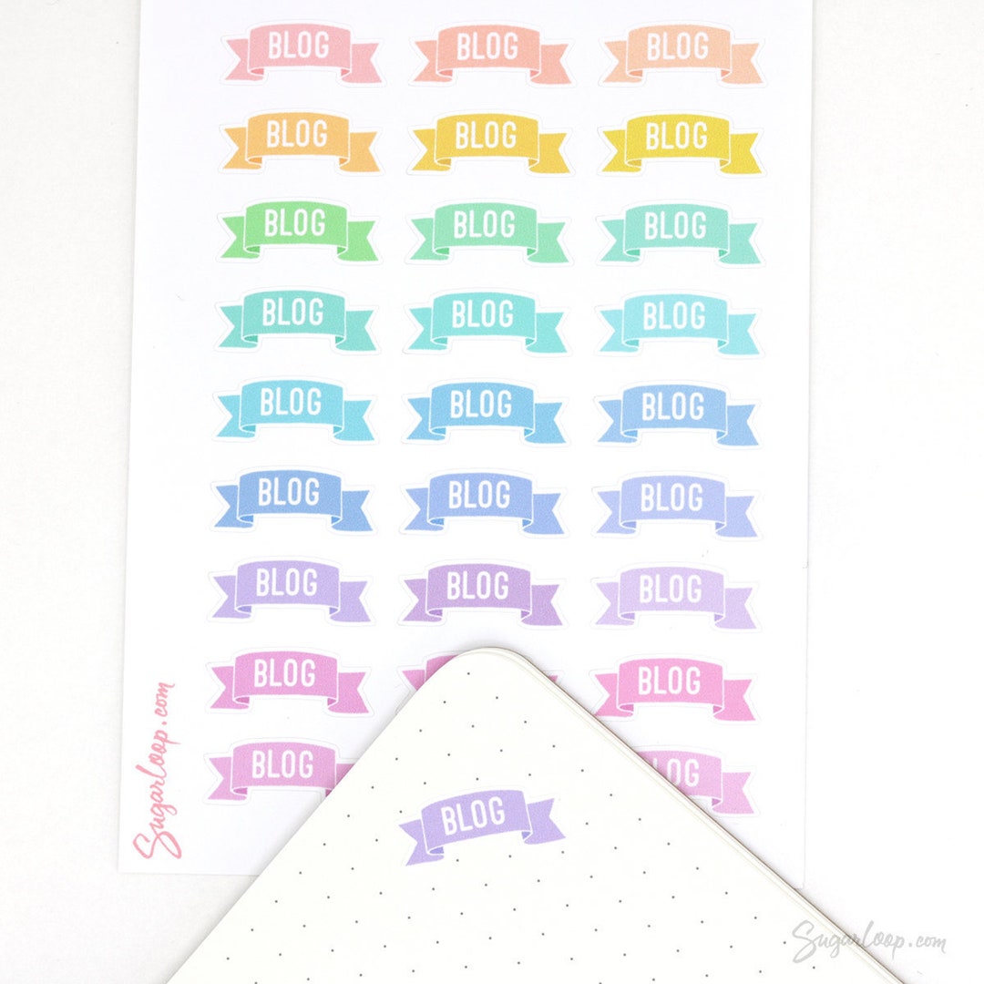 Blog Icon Banner Header Stickers for Planners & Journals: Pastel Work ...
