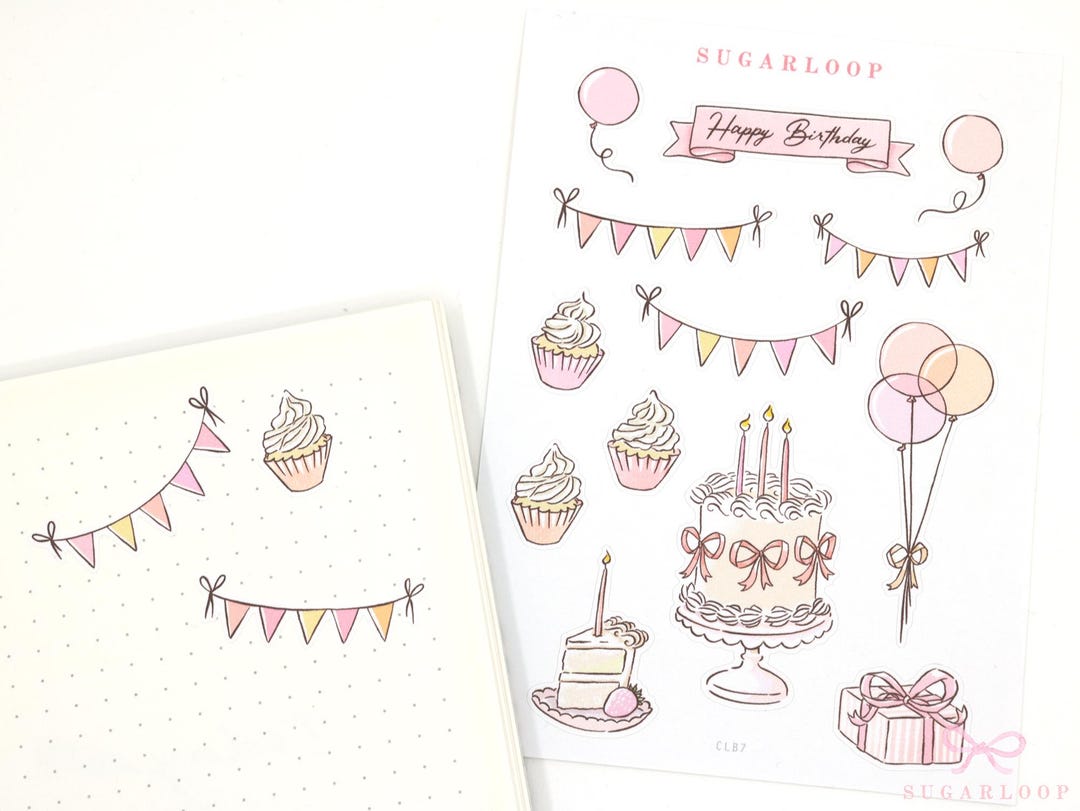 Birthday Doodles Deco Stickers for Planners, Bullet Journals, Calendars ...