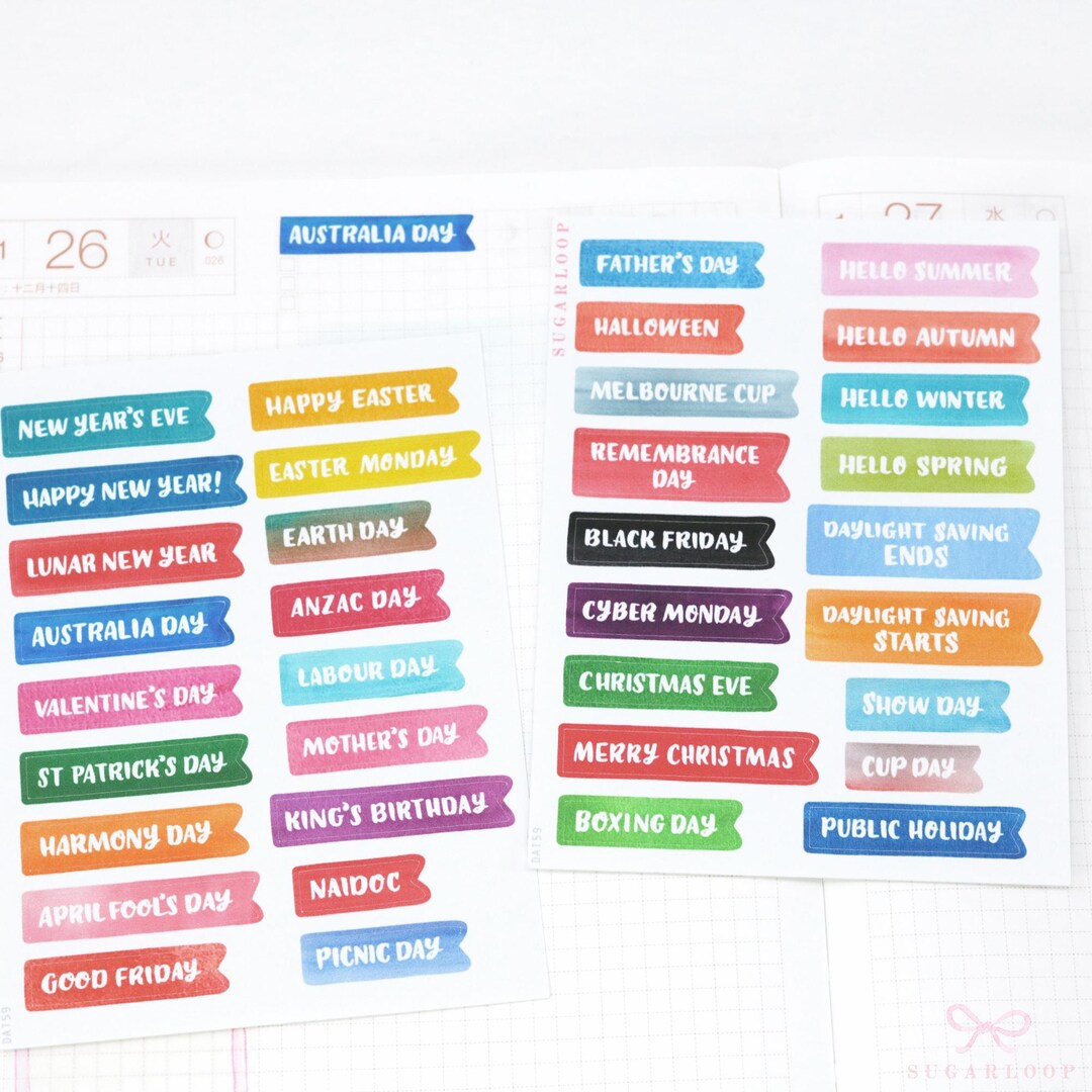 Australian Holiday Planner and Journal Stickers: Watercolor Brush ...
