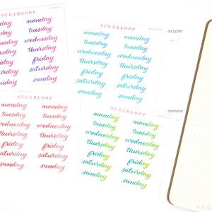 Watercolor Days of the Week Bujo Planner Stickers: 1.25 31mm & 1.5 40 ...