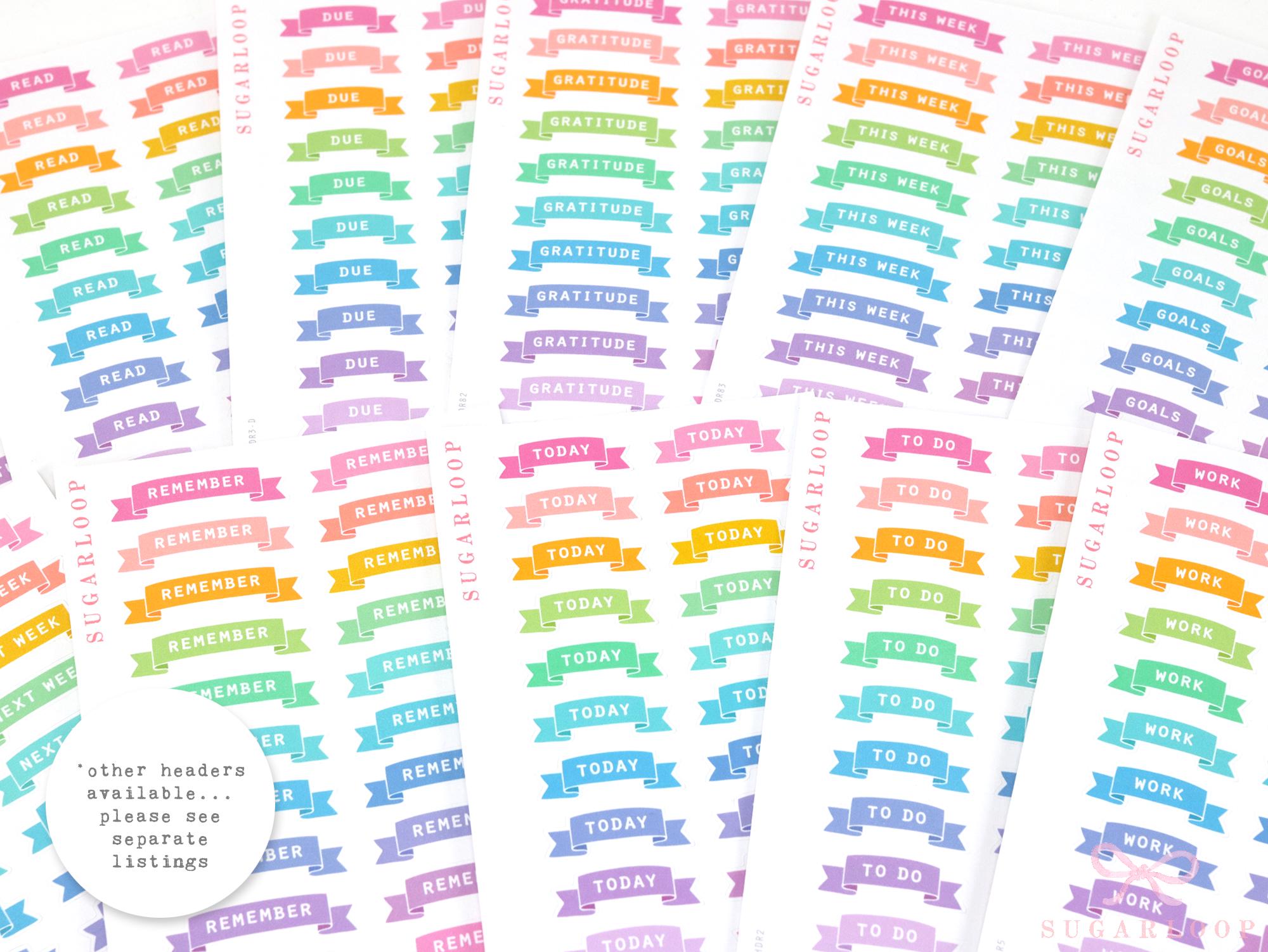 Study Planner and Journal Header Sticker Labels - Etsy