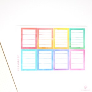 Full Box Checklist Bujo Planner Stickers: Watercolor Rainbow Checkbox ...