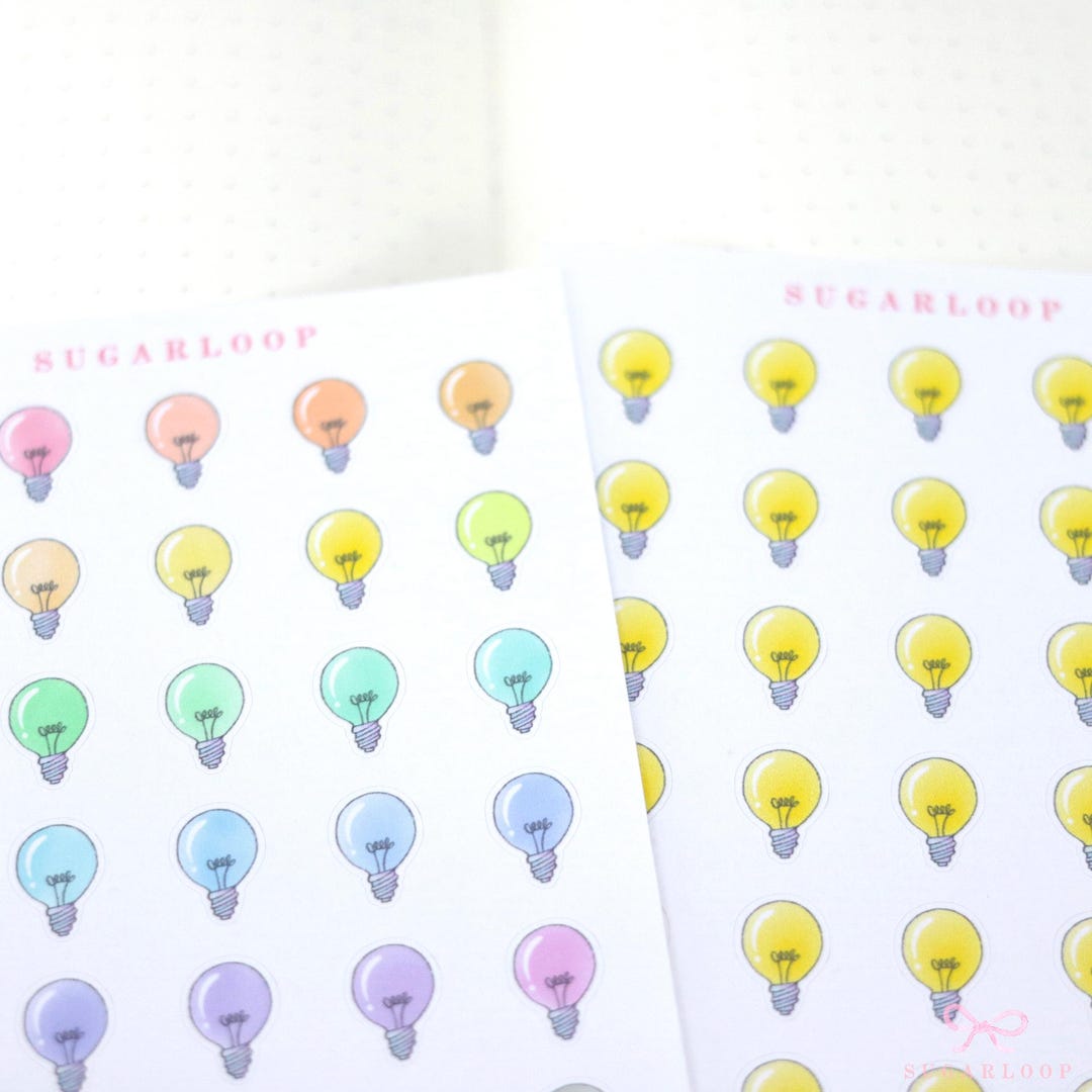 Light Bulb Planner and Journal Stickers: Rainbow, Idea, Electricity ...