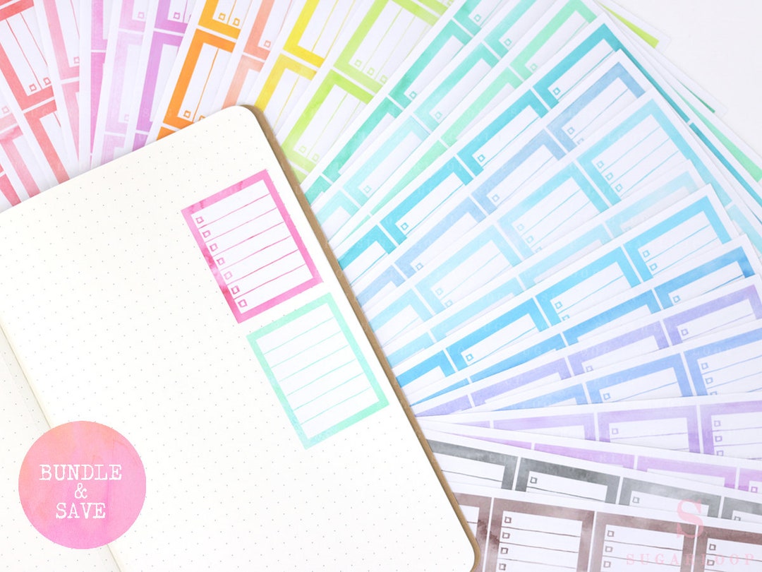 Watercolor Checklist Planner and Journal Stickers: Color Code ...
