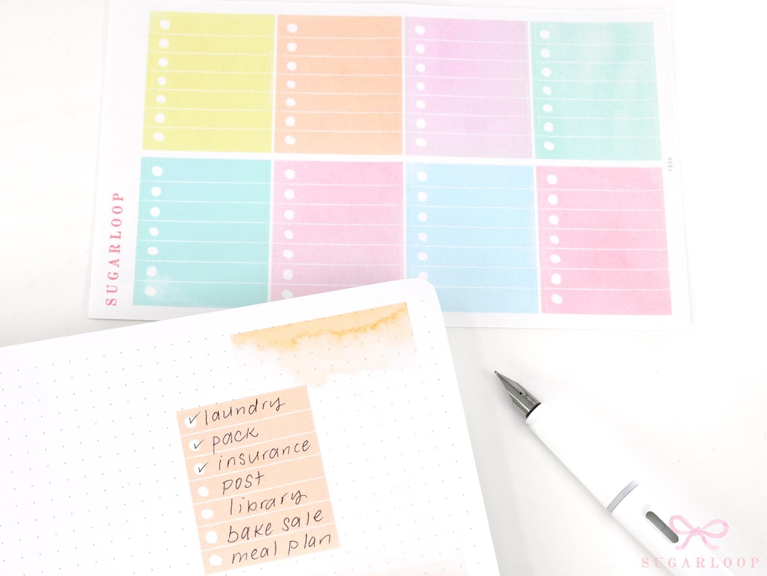 Watercolor Checklist Planner Stickers: Bujo to Do List - Etsy