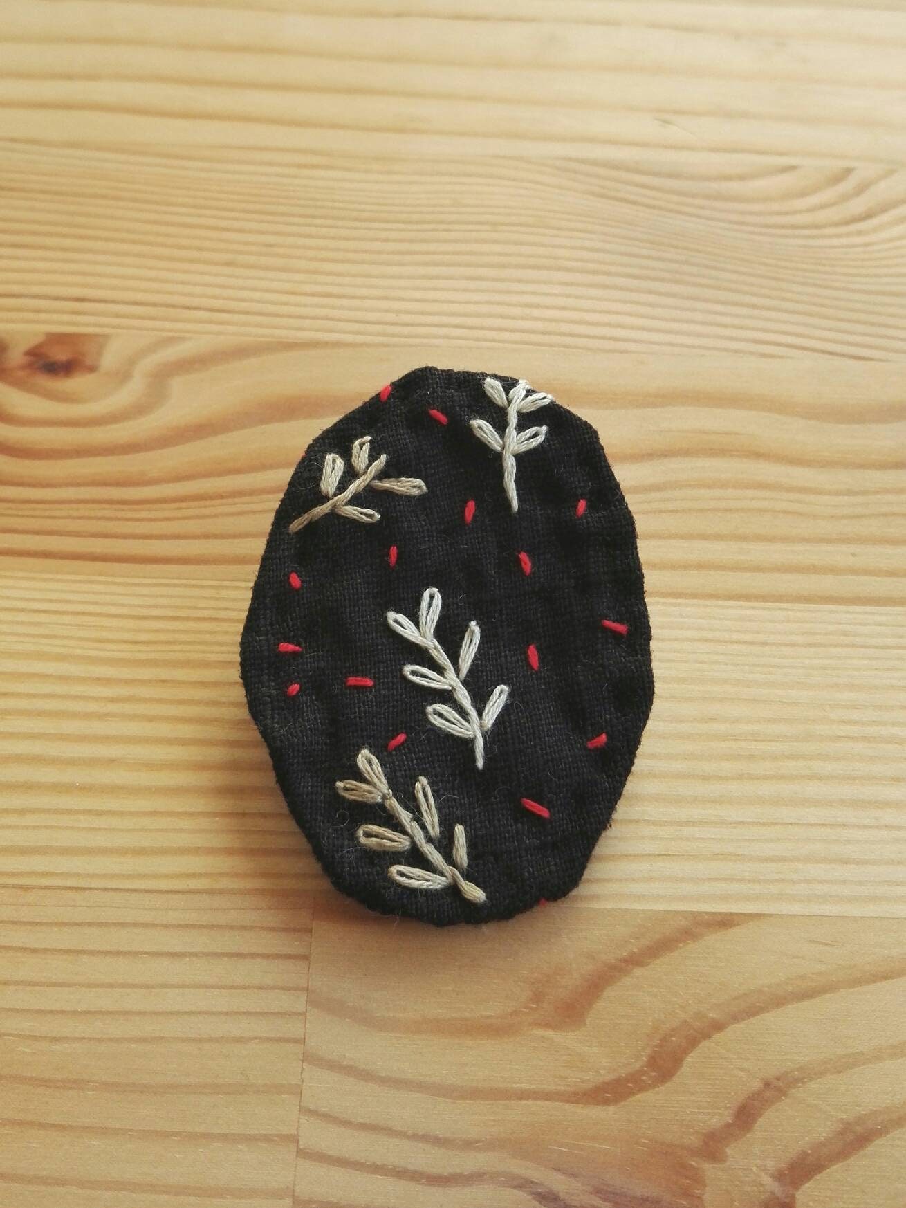 Floral linen brooch hand embroidered brooch | Etsy