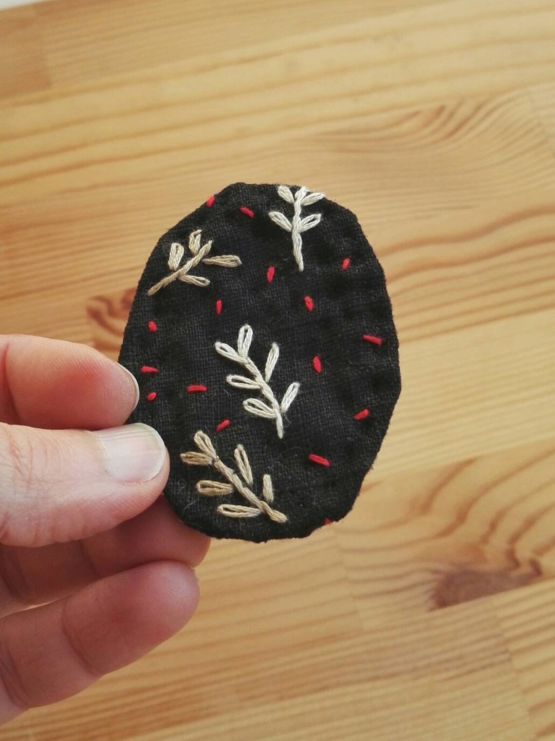 Floral linen brooch hand embroidered brooch | Etsy