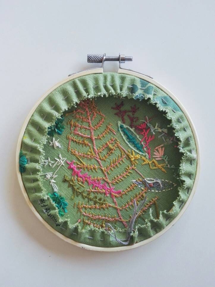 Spring embroidered illustration with wooden hoop floral | Etsy