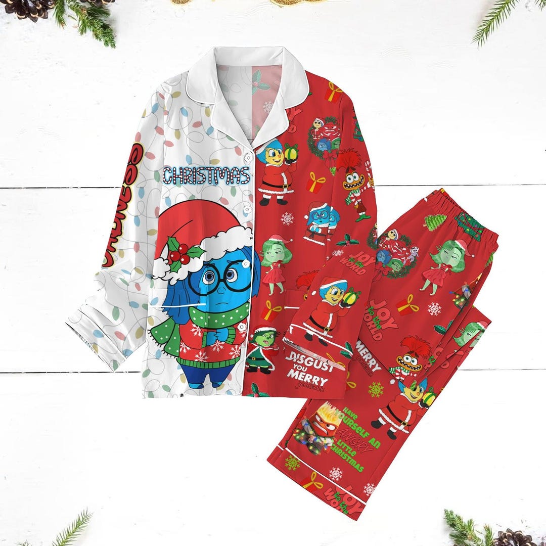 Sadness Inside Out Pajamas, Sadness Disney Xmas Pajamas, Inside Out 2 ...