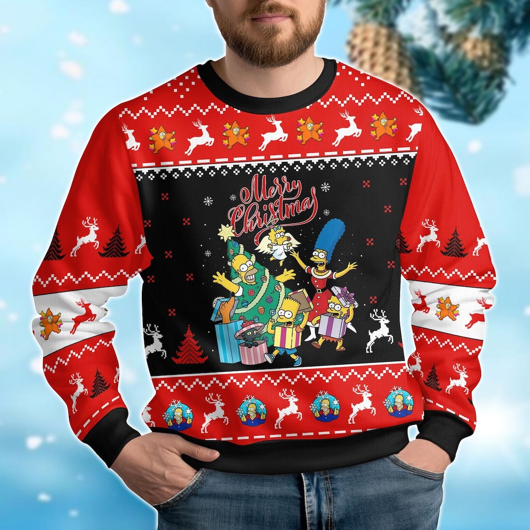 The Simpson Family Sweater, the Simpsons Sweater, Homer Simpsons ...