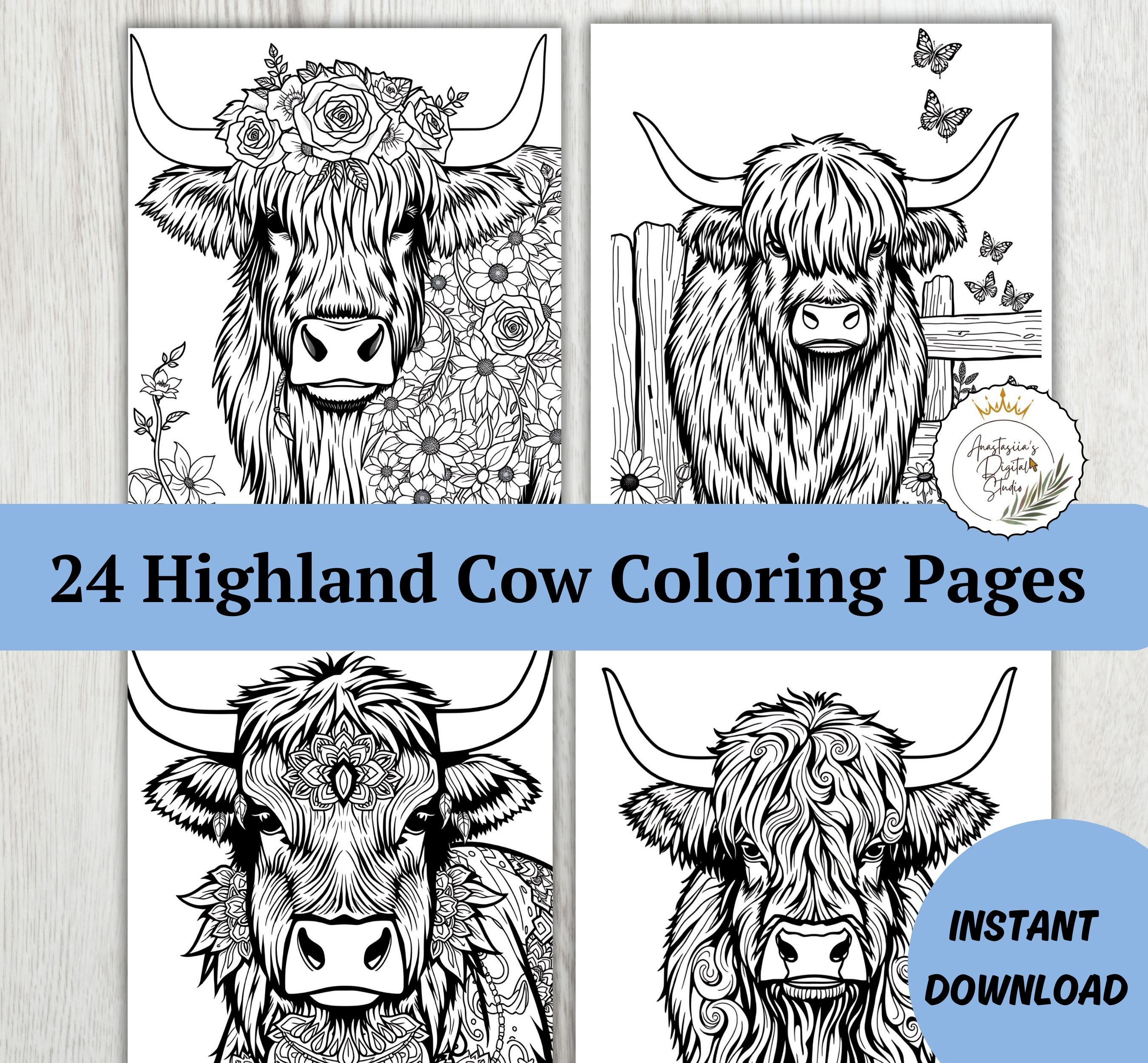 24 Highland Cow Coloring Pages | Cute & Realistic Printable Cow Art ...