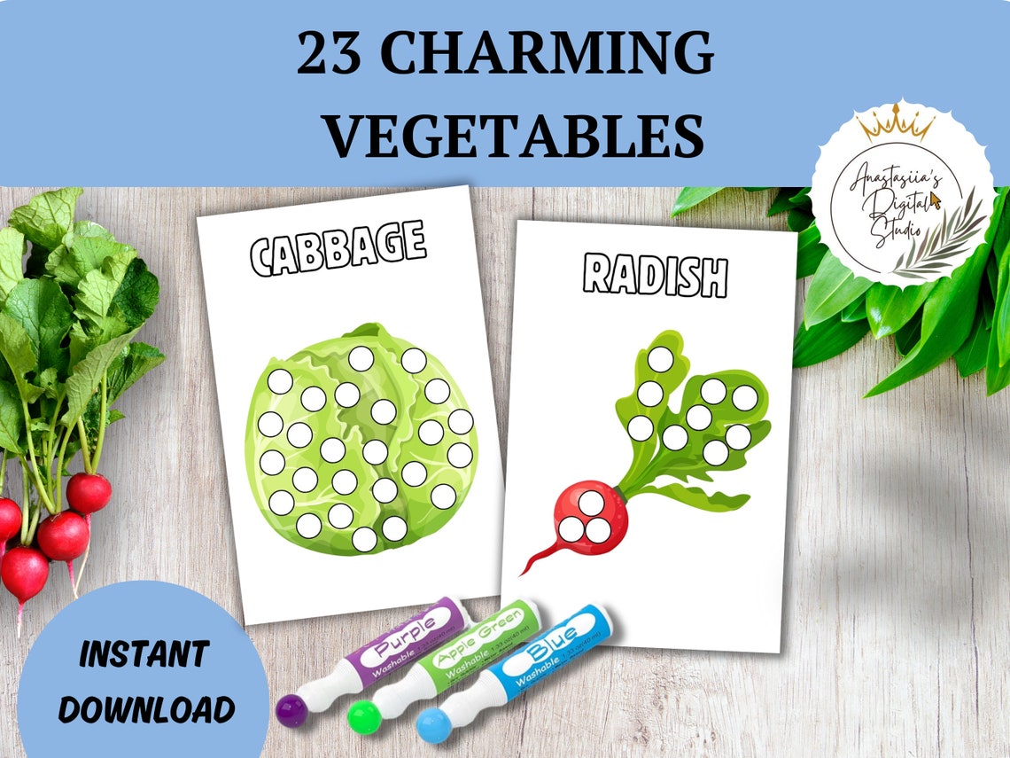 Vegetable Do A Dot Printables for Kids Fun Educational Activity PDF ...