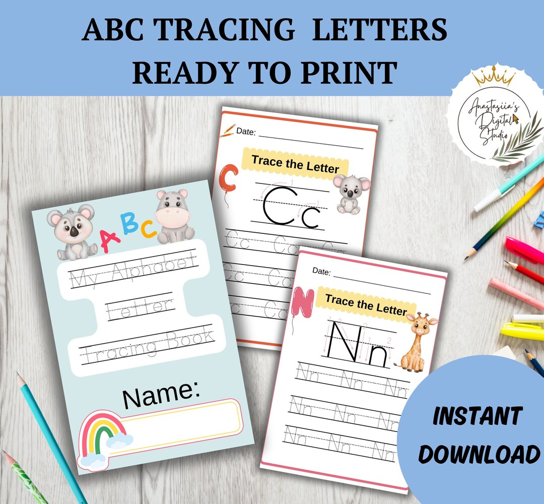 ABC Tracing Letters, Printable Alphabet Letters Worksheet PDF - Etsy
