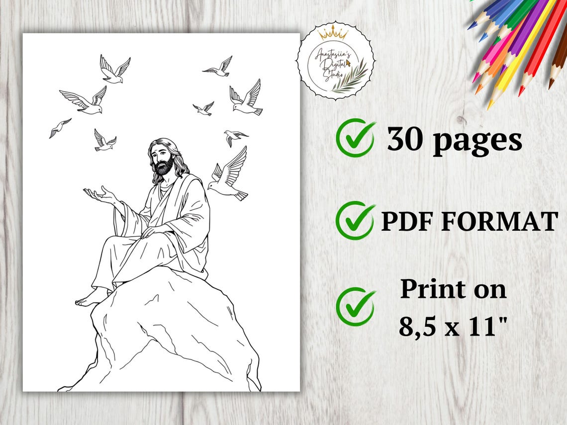 Jesus Coloring Pages | Christian Coloring Book | Bible Verses ...