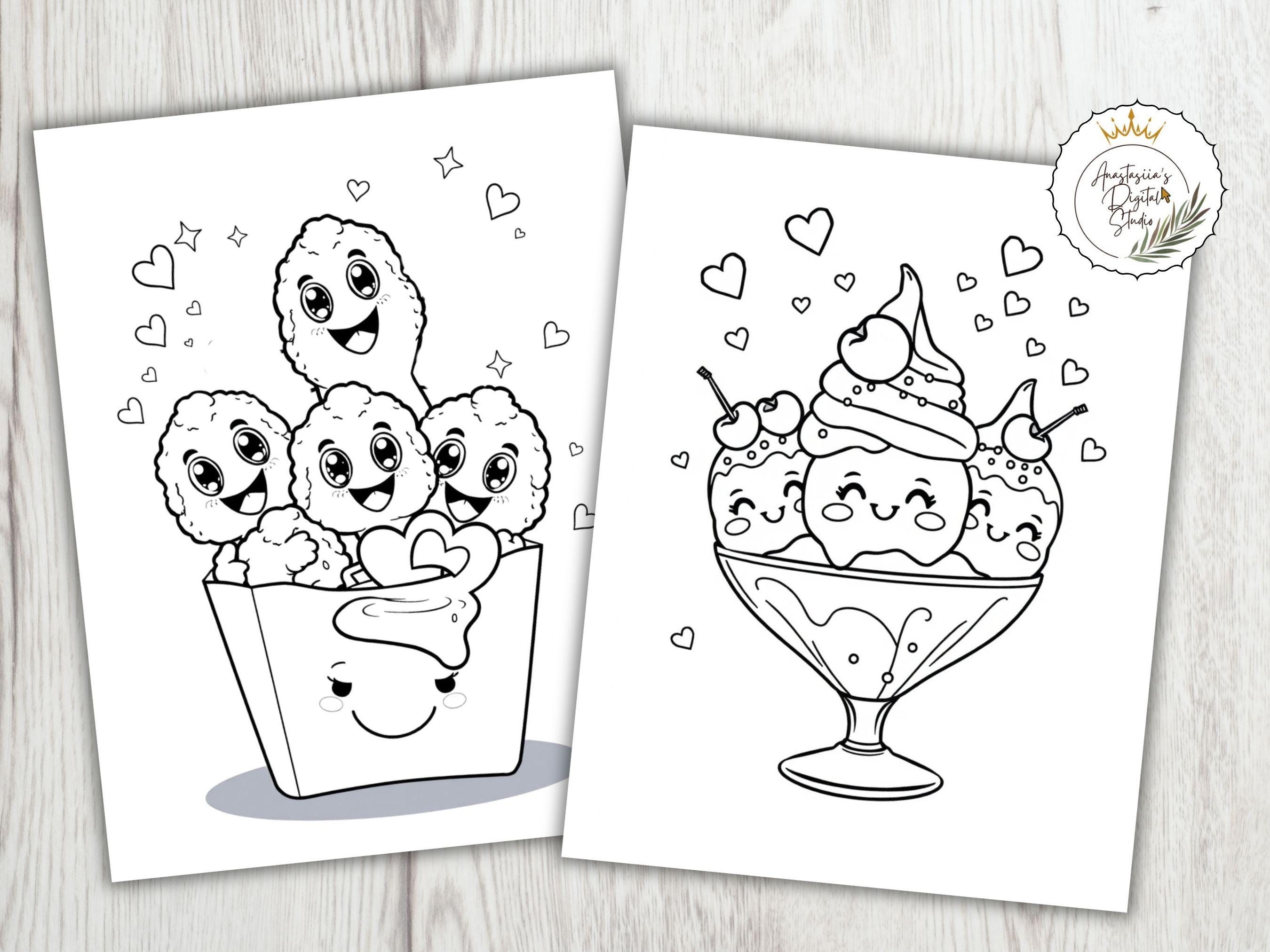 Kawaii Coloring Pages| 30 Cute Printable Coloring Sheets | Digital ...