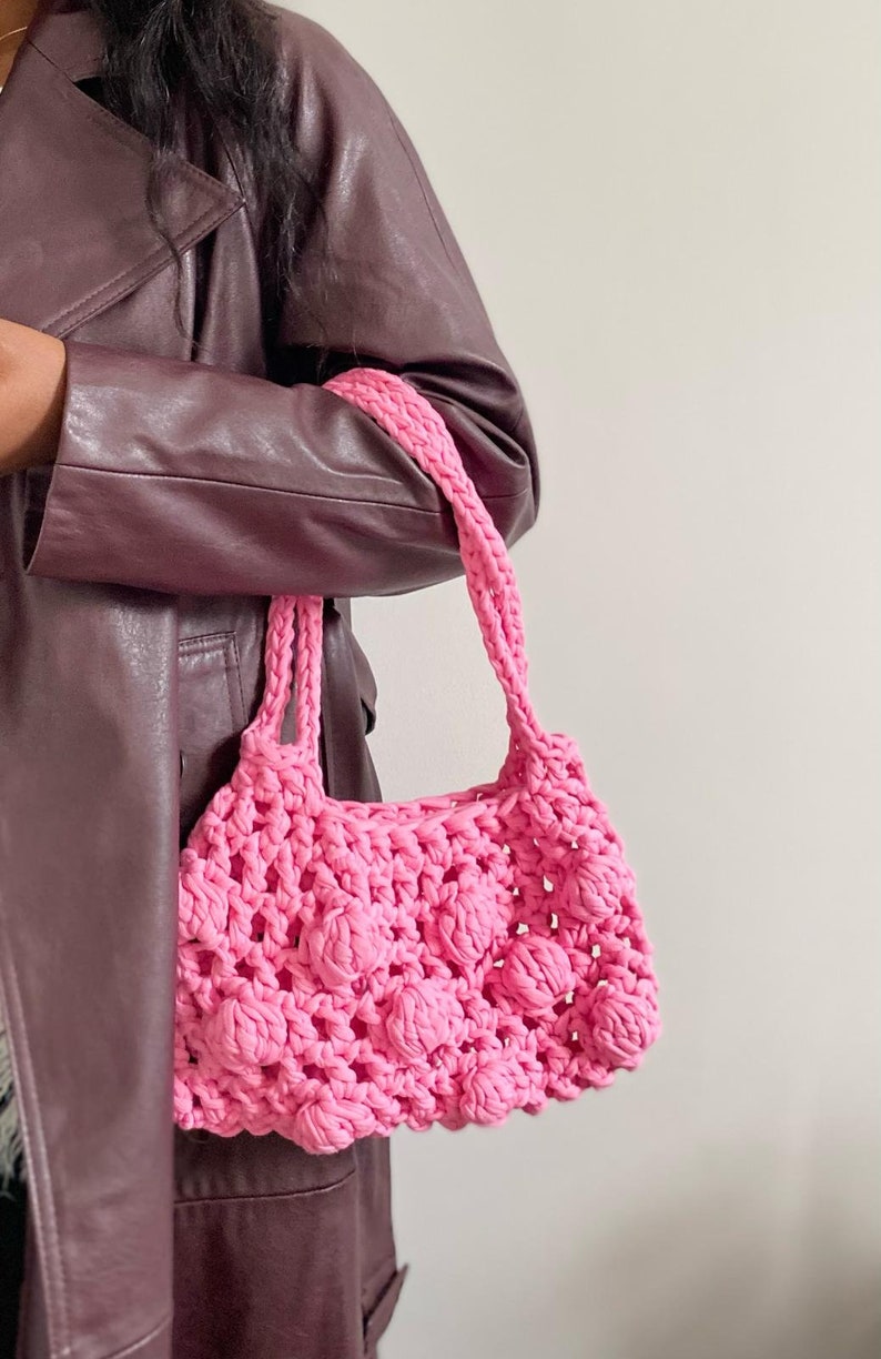 Pink Handmade Crochet Shoulder Bubble Bag - Etsy