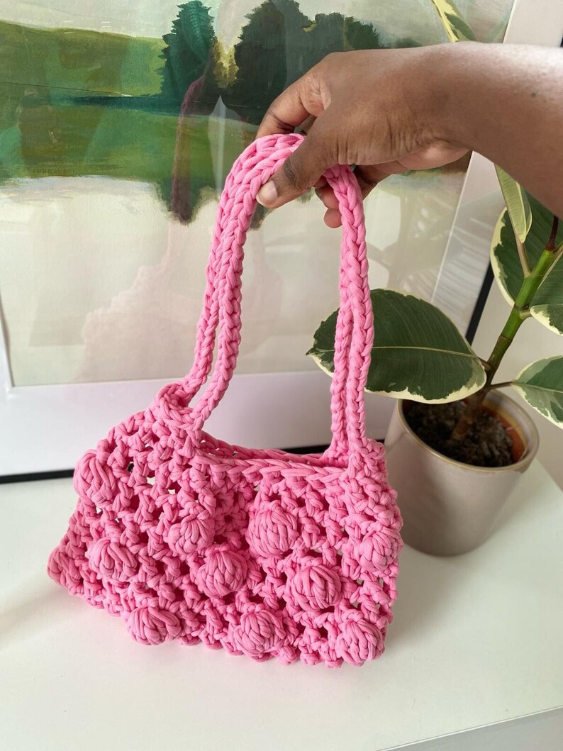 Pink Handmade Crochet Shoulder Bubble Bag - Etsy