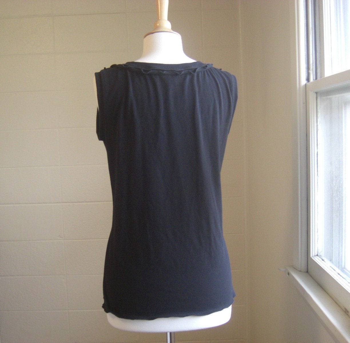 Womens Ruffle Tank Top Cotton Jersey Shirt - Scoop Neck Loose Fit ...