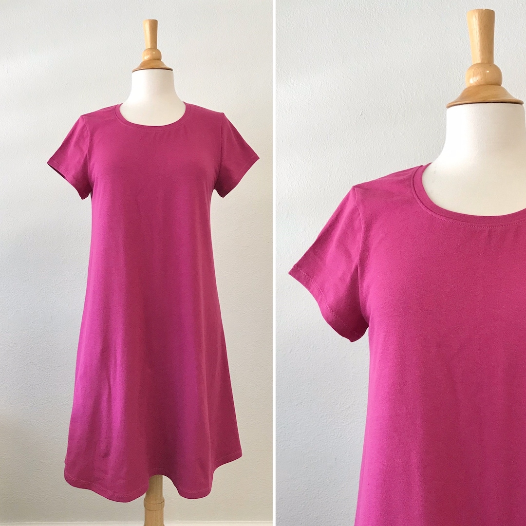 Womens Aline Tshirt Dress, Short Sleeve Swing Style, Cotton Jersey Knit ...