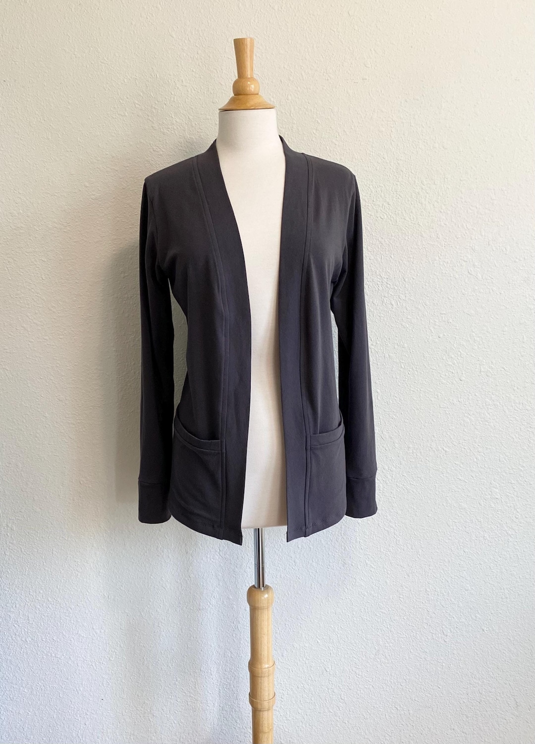 Open Cardigan With Big Front Pockets, Long Sleeve Shirt, Women's ...