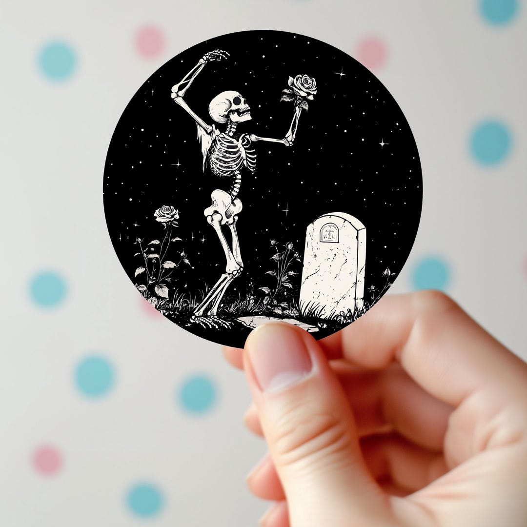 Vintage Gothic Dancing Skeleton Sticker Waterproof Vinyl Halloween ...