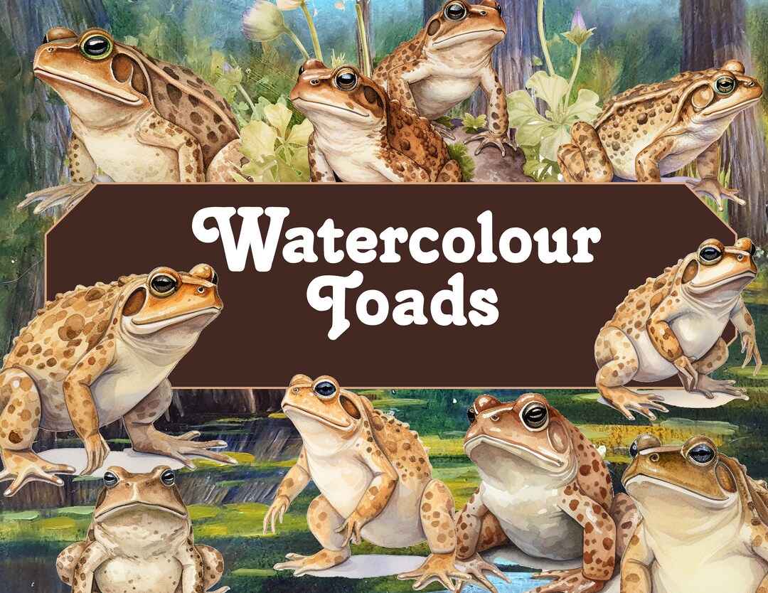 Watercolour Toads Digital Fussy Cut Collection 9 Digital Printable ...